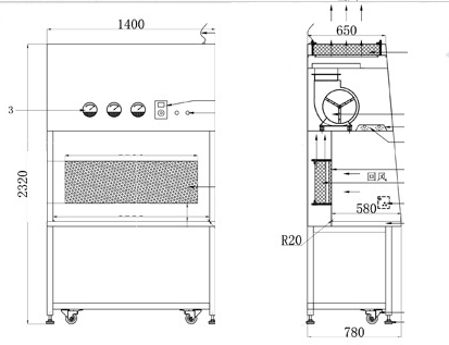 F5 Panel Horizontal Exhaust Air SUS304 Laminar Flow Clean Bench
