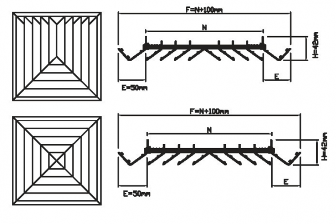 1 2 3 Way RAL Color Beveled Edge Square Ceiling Diffuser With Removable ...